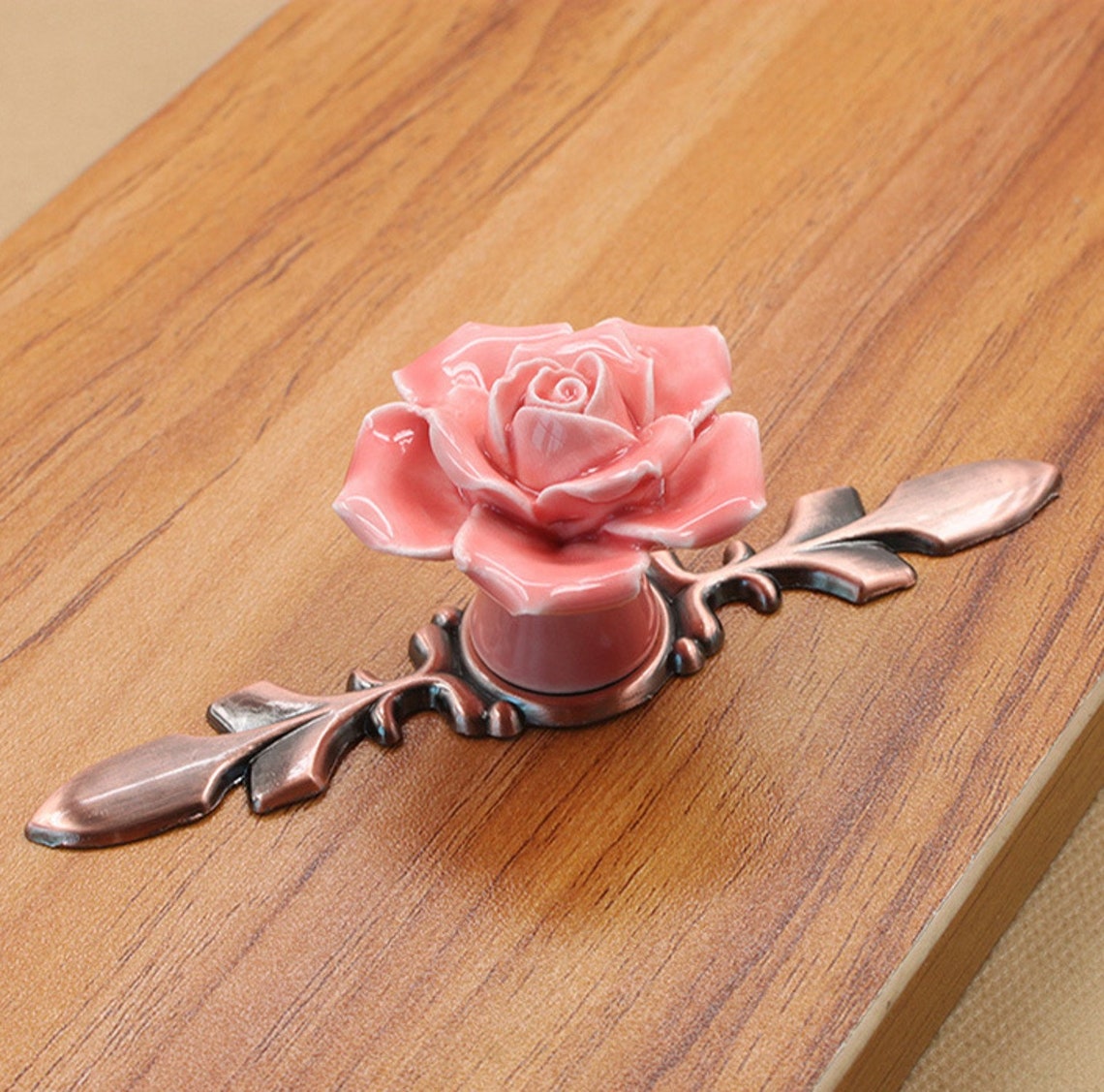 Ceramics Rose Flower Handles Knobs Pulls Door Handle Drawer | Etsy