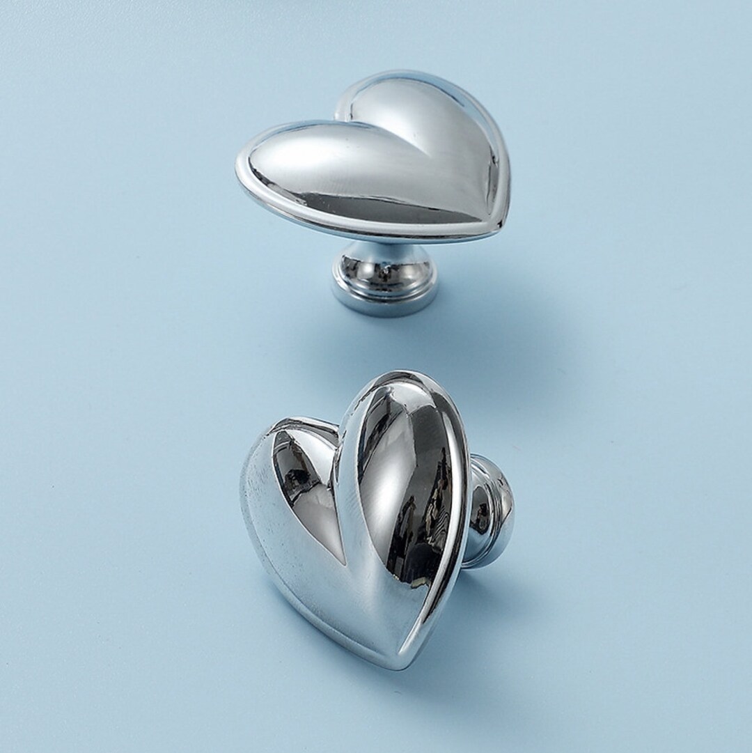 Brass Heart Door Knobs Brushed Gold Drawer Pulls Knob Handle Chrome Dresser Knobs Wardrobe Knobs ...