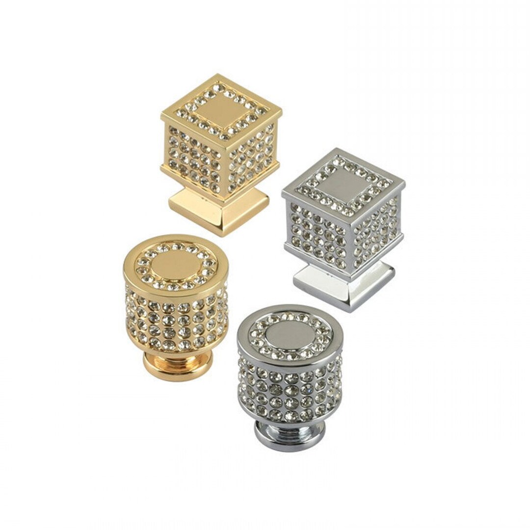 Square Cube Crystal Knobs Pulls Modern Door Handles Knobs Drawer ...