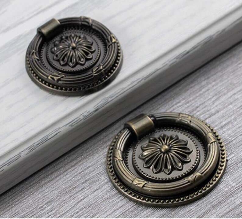Round Pull Ring Handle Vintage Cupboard Knobs and Pulls Drawer | Etsy