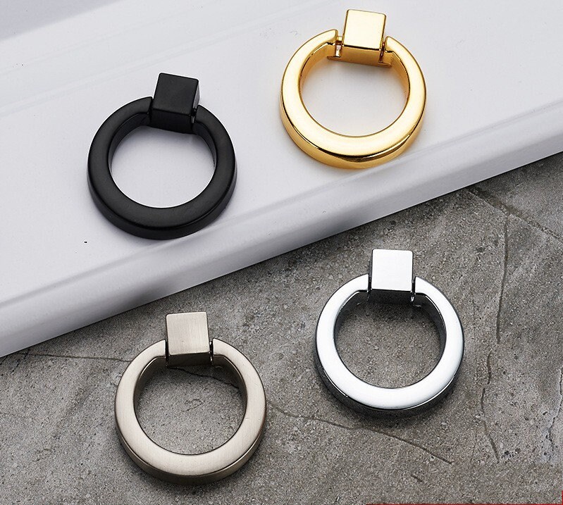 Single Hole Knob Black Ring Handle Door Handle Drawer Pulls | Etsy