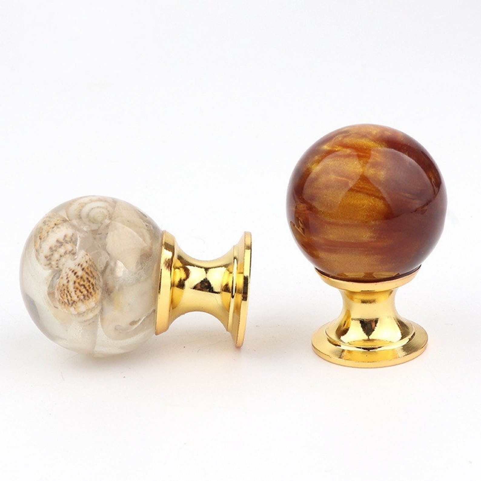 Natural Raw Stone Ball Knobs Shell Crystal Drawer Pulls Knob - Etsy