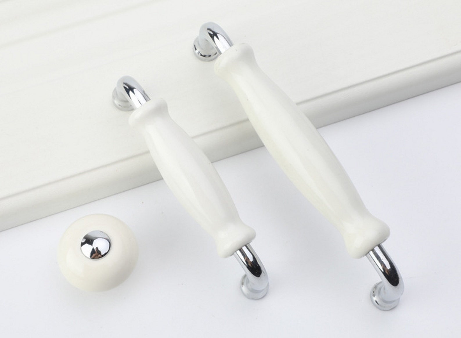 3.75 5 White Ceramic Handles Door Handle Drawer - Etsy
