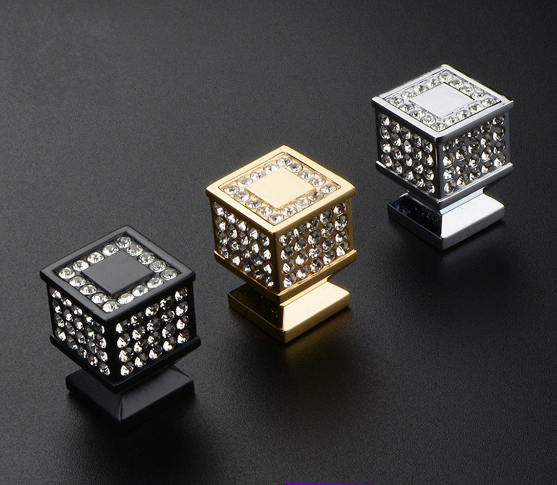 Square Cube Crystal Knobs Pulls Modern Door Handles Knobs - Etsy