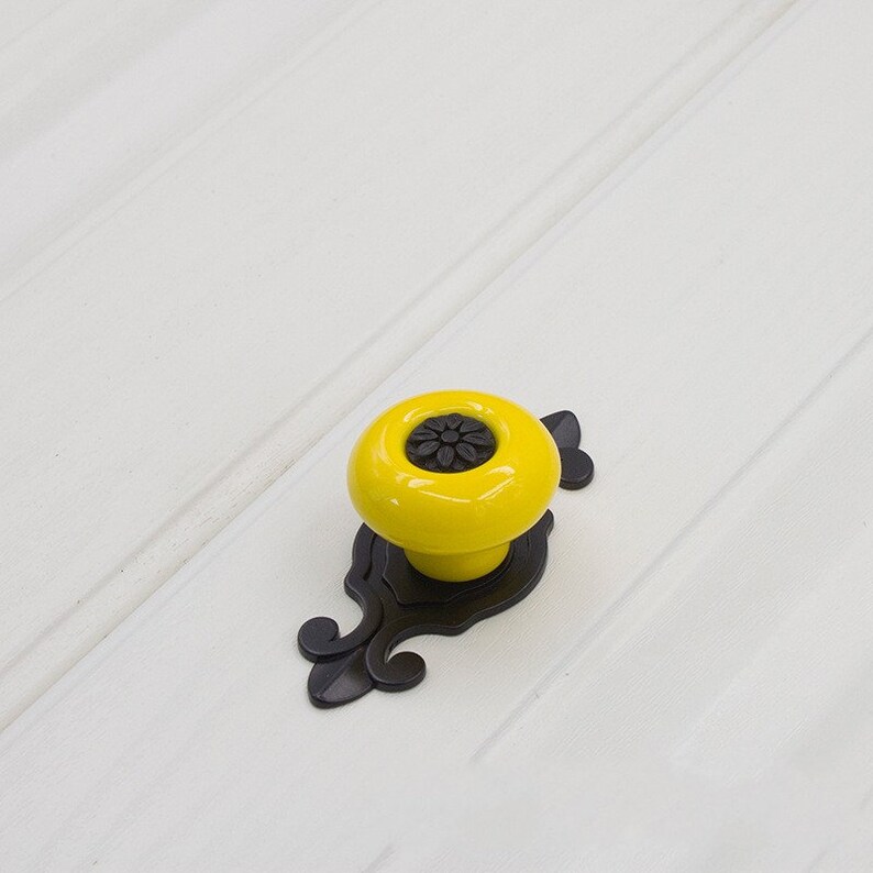 Yellow Ceramics Handles Knobs Pulls Door Handle Drawer Pulls - Etsy