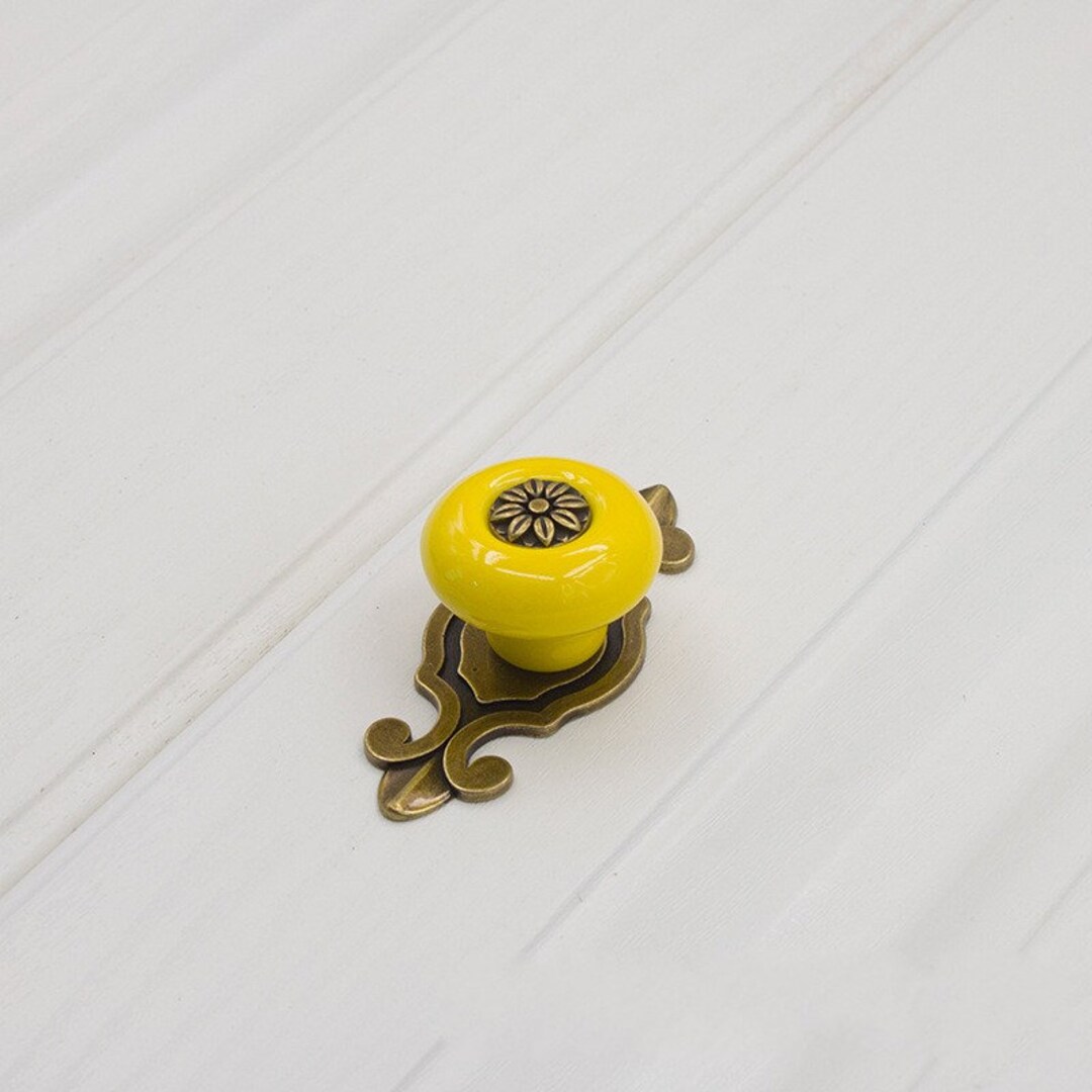 Yellow Ceramics Handles Knobs Pulls Door Handle Drawer Pulls Knob ...
