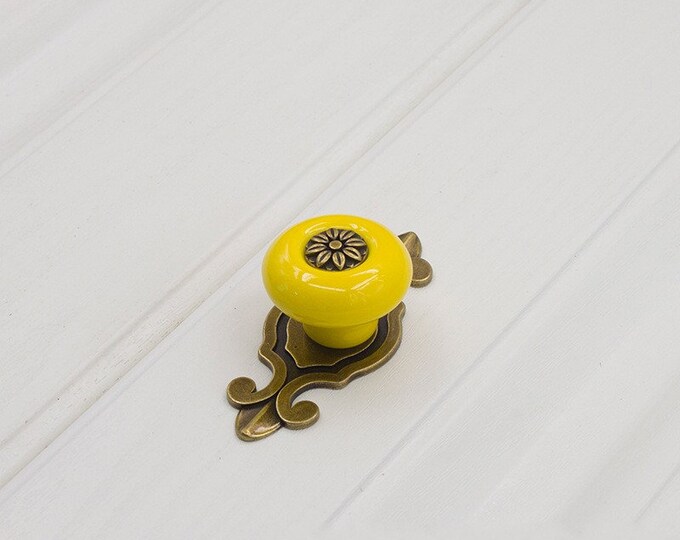 Yellow Ceramics Handles Knobs Pulls Door Handle Drawer Pulls Knob ...