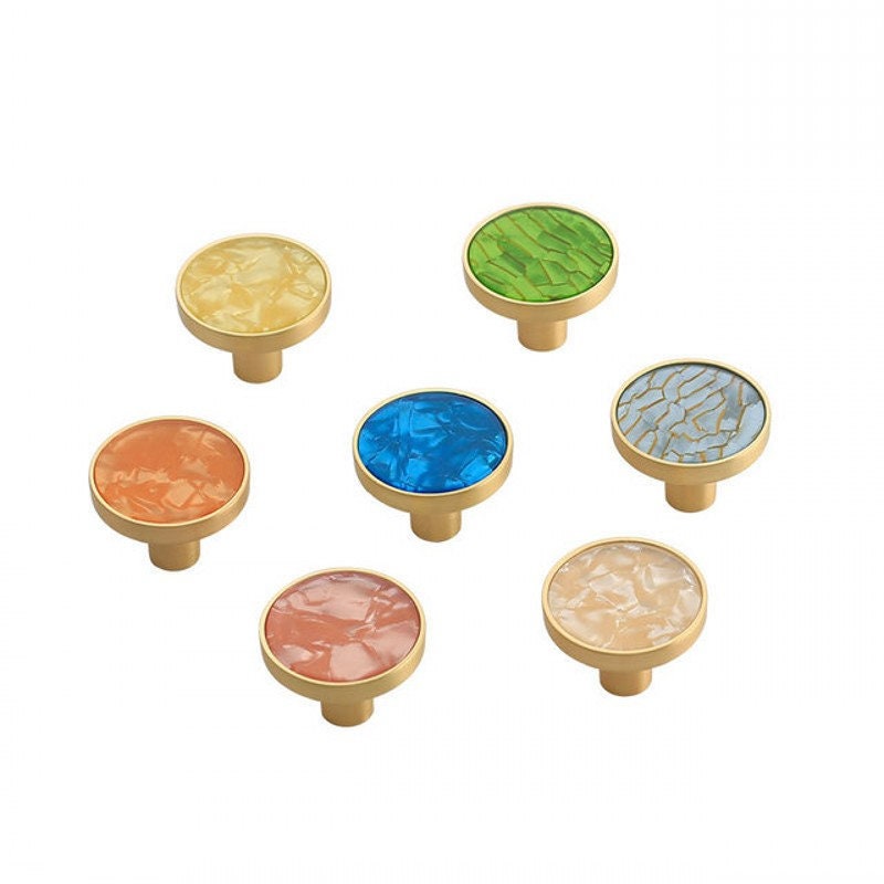 Chromatic Colour Shell Crafts Round Single Hole Knob Drawer | Etsy