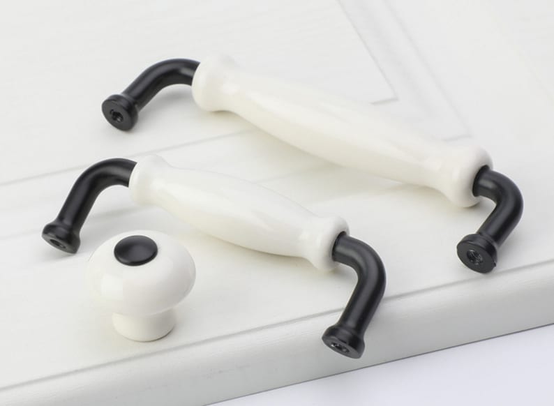 3.75 5 White Ceramic Handles Door Handle Drawer | Etsy