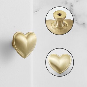 Brass Heart Door Knobs Brushed Gold Drawer Pulls Knob Handle Chrome Dresser Knobs Wardrobe Knobs ...