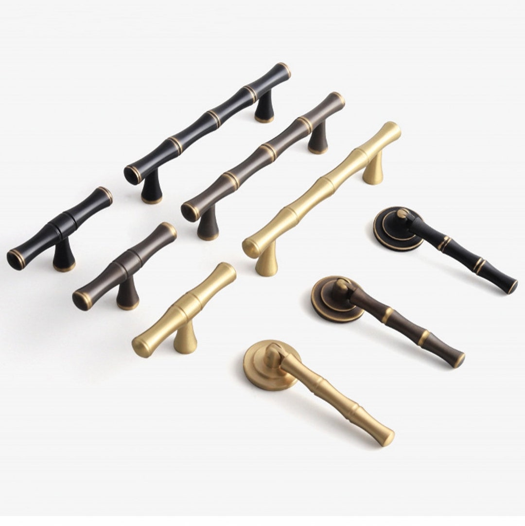Bamboo Door Handles Brass T Bar Knobs Drawer Pull Handle Dresser Handle ...