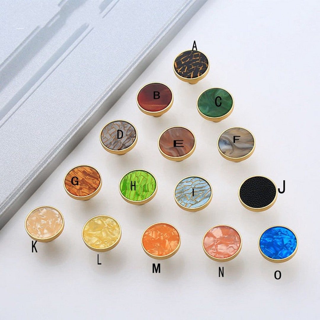 Chromatic Colour Shell Crafts Round Single Hole Knob Drawer Pulls Knob ...