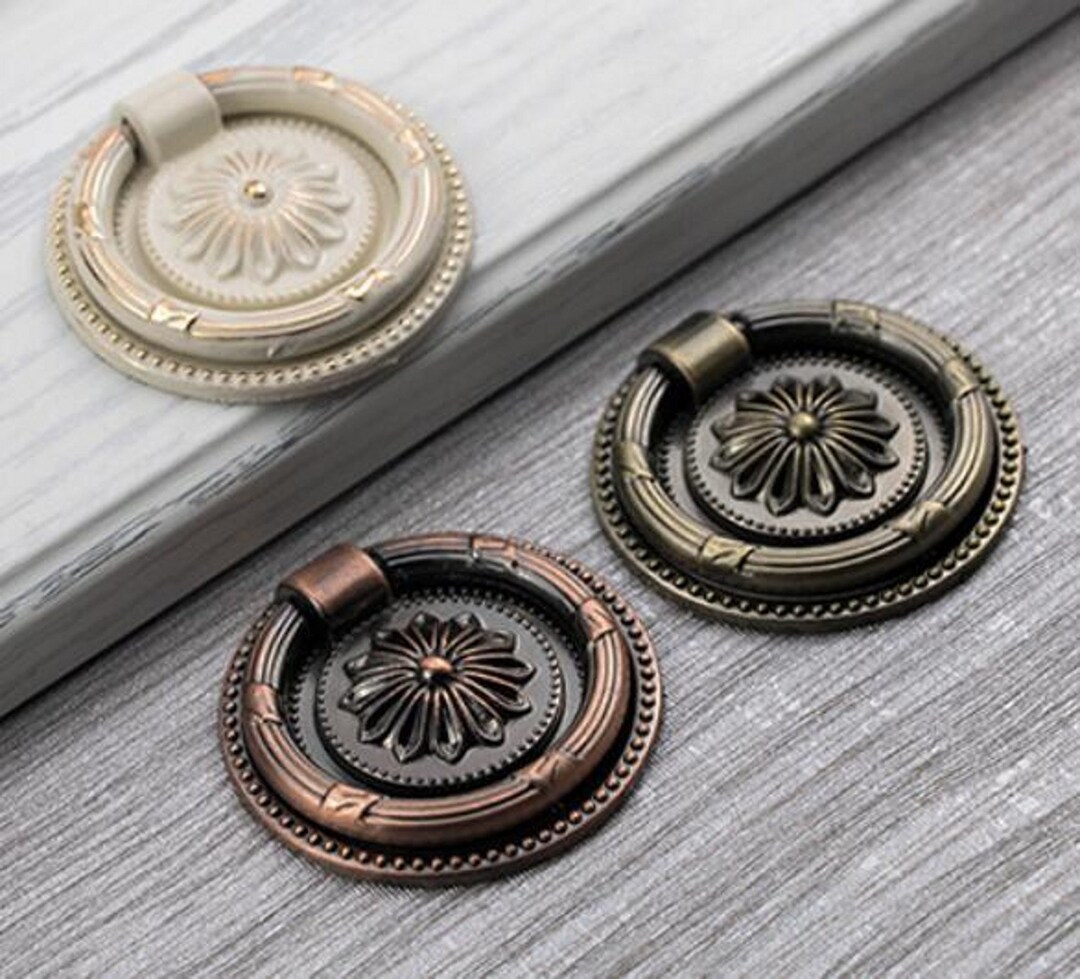 Round Pull Ring Handle Vintage Cupboard Knobs and Pulls Drawer Pulls ...