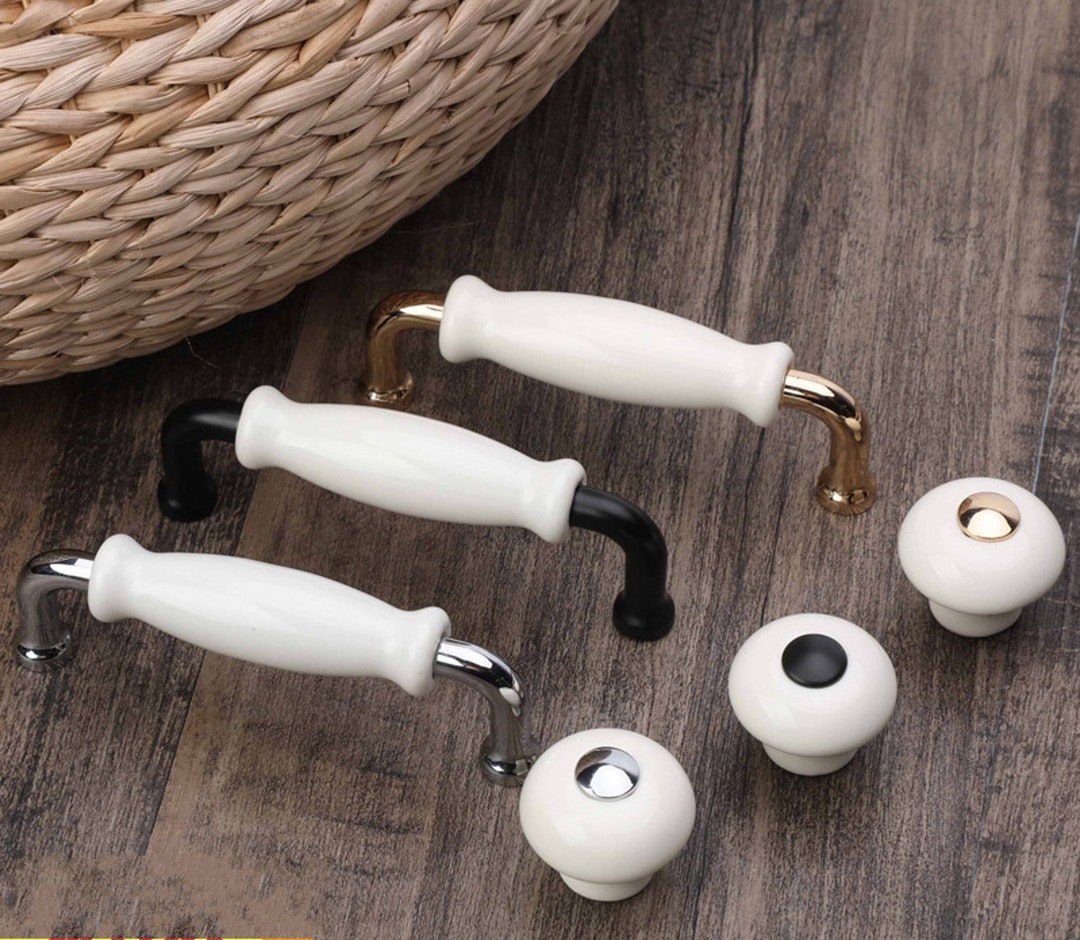 3.75" 5" White Ceramic Handles Door Handle Drawer Pulls Knob Dresser ...