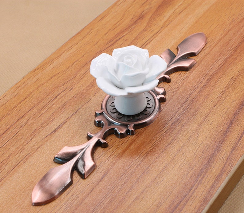 Ceramics Rose Flower Handles Knobs Pulls Door Handle Drawer - Etsy