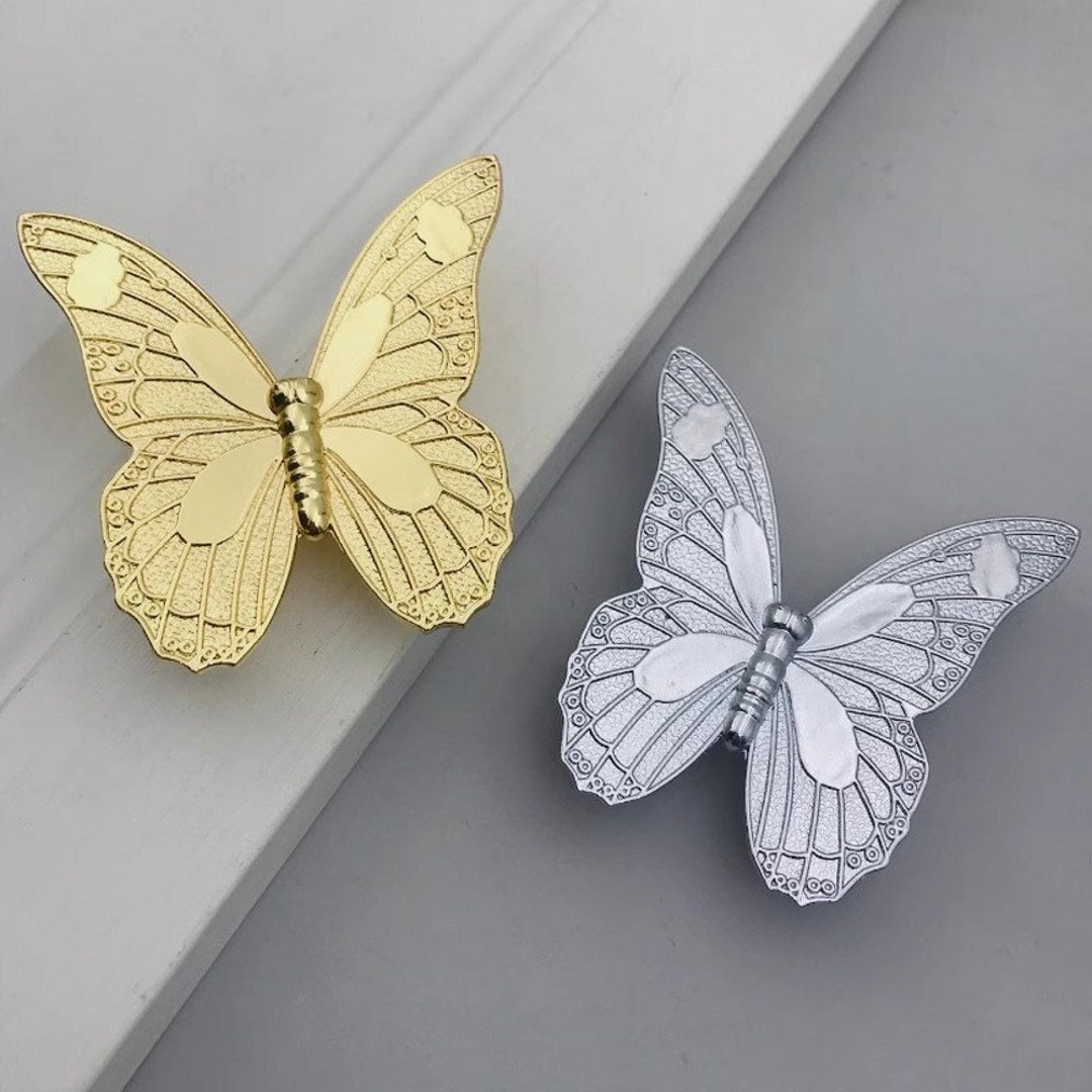 1.25" Chrome Butterfly Cupboard Door Knobs Drawer Pulls Knob Bronze ...