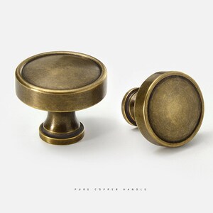 Round Single Hole Knobs Brass Door Handle Gold Drawer Pulls Knob ...