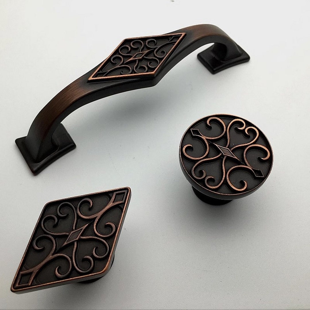 Vintage Bronze Diamond Knobs Drawer Door Handles Pulls Round Knob ...