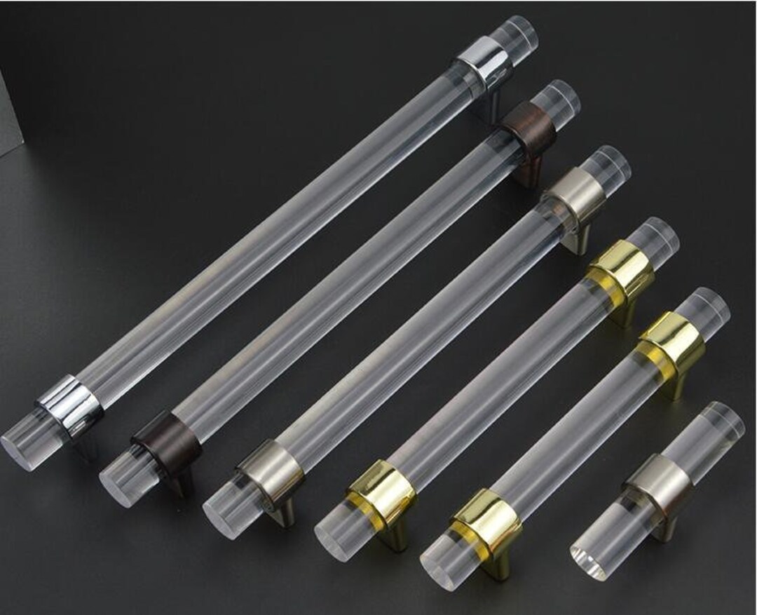 3.75 5 6.3 7.5 8.8 Clear Acrylic Drawer Handles Pulls T Bar Knob ...