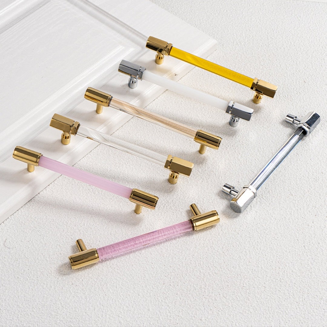 Gold Round Rod Crystal Door Handles Dove Color Drawer Handles Pulls ...