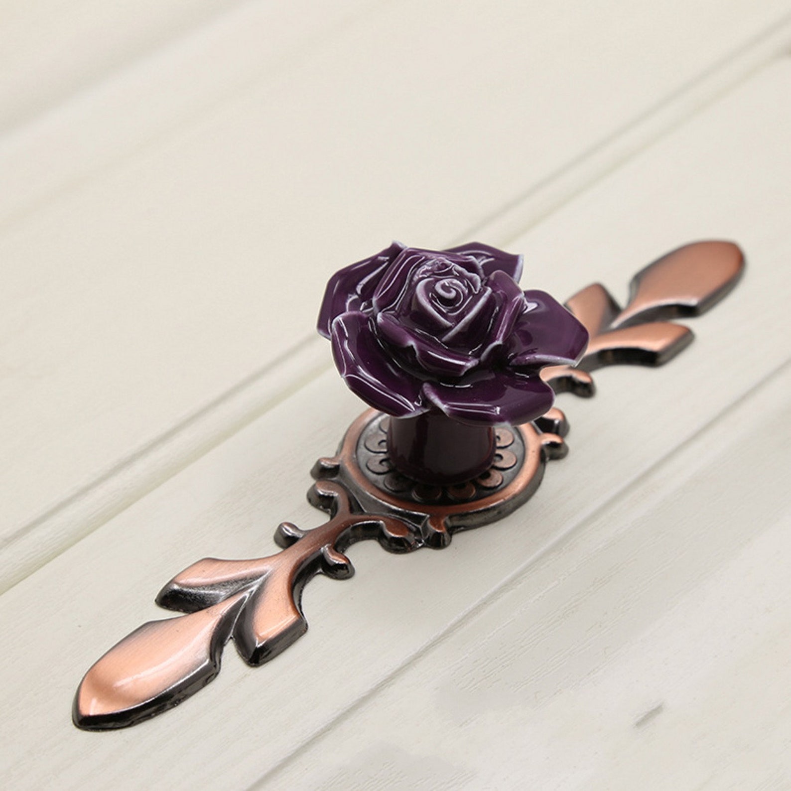 Ceramics Rose Flower Handles Knobs Pulls Door Handle Drawer - Etsy