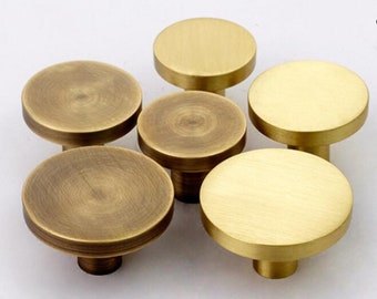 Round Single Hole Knob Brass Door Handle Gold Drawer Pulls - Etsy