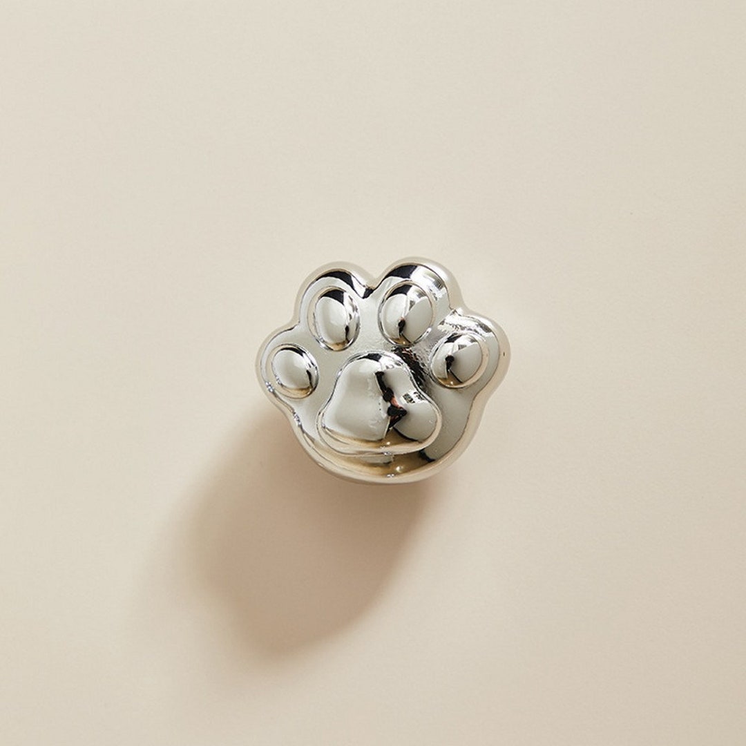 Brass Cat Paw Print Cupboard Knob Chrome Drawer Pulls Knob Gold Dresser ...