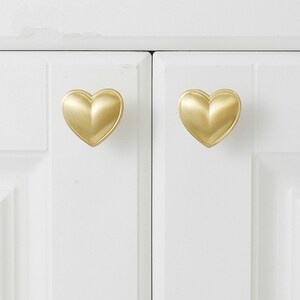 Brass Heart Door Knobs Brushed Gold Drawer Pulls Knob Handle Chrome Dresser Knobs Wardrobe Knobs ...