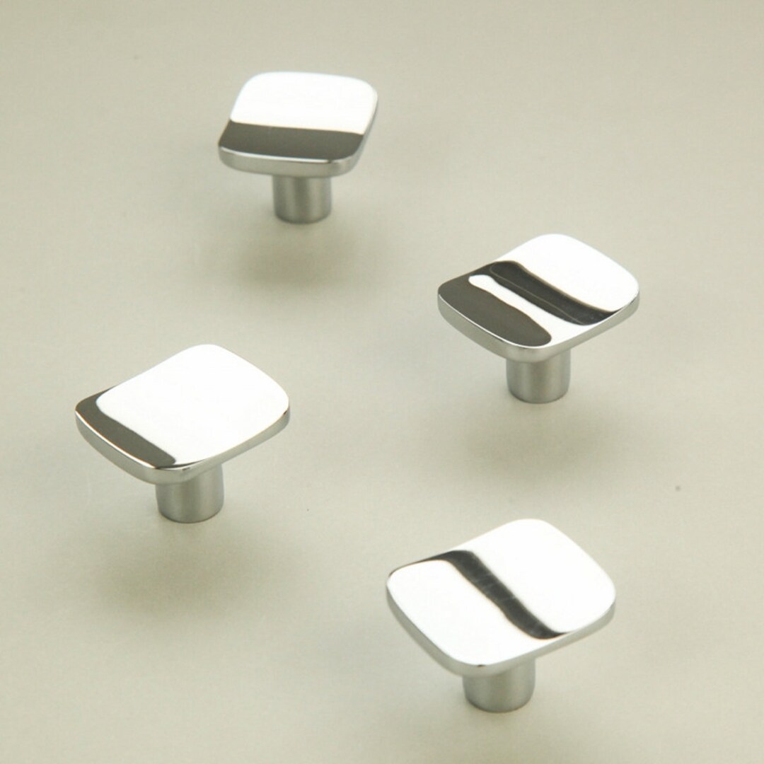 Pure Copper Chrome Handle Square Curved Surface Knobs Gold Drawer Pulls ...