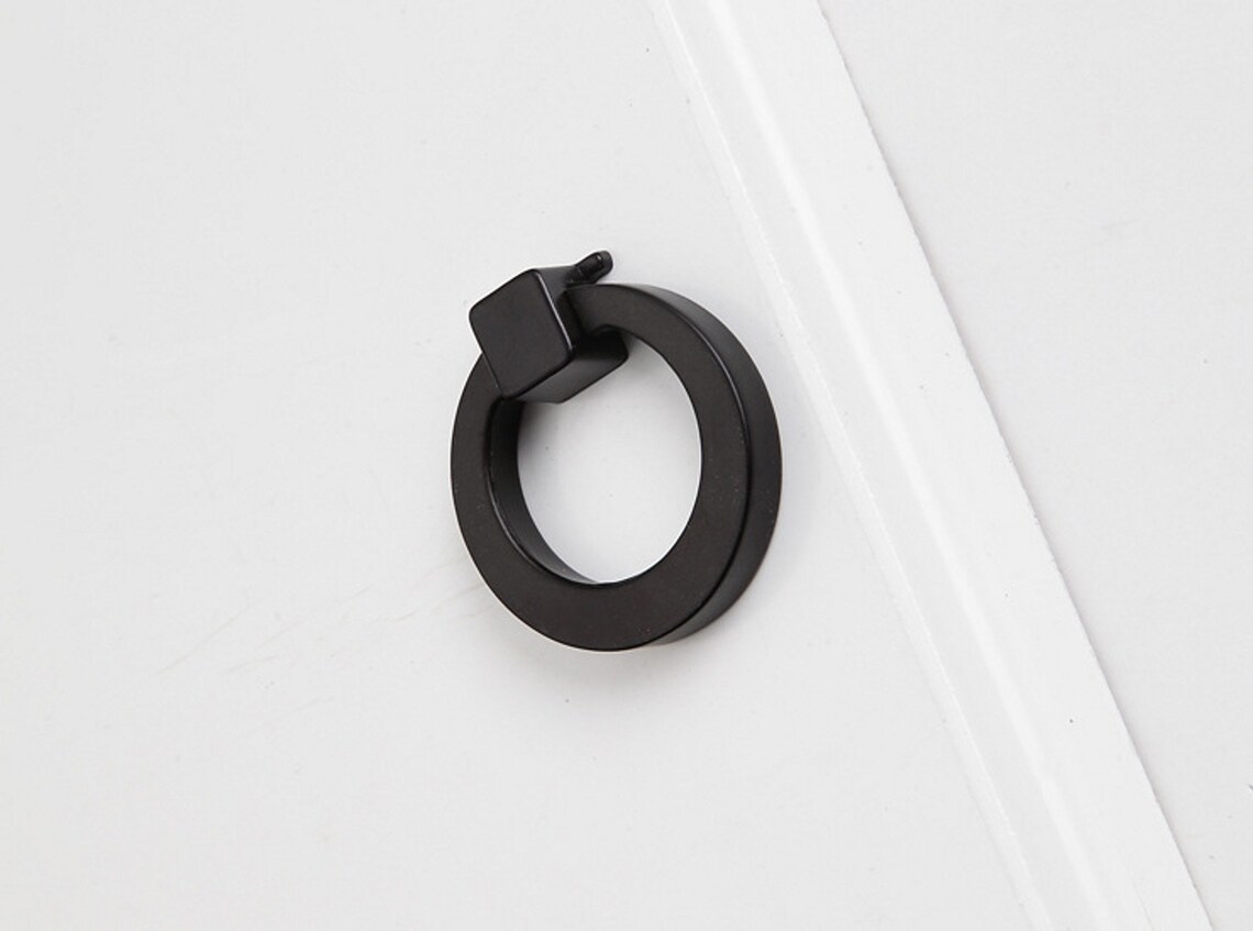 Single Hole Knob Black Ring Handle Door Handle Drawer Pulls | Etsy