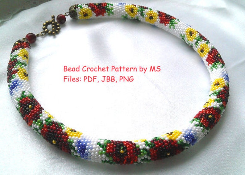 Bead Crochet Rope Pattern Necklace or Bracelet flowers | Etsy