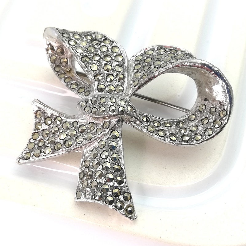 Marcasite Bow Brooch - Etsy