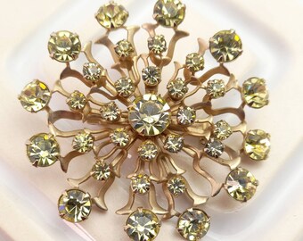 Yellow Rhinestone Brooch | Etsy
