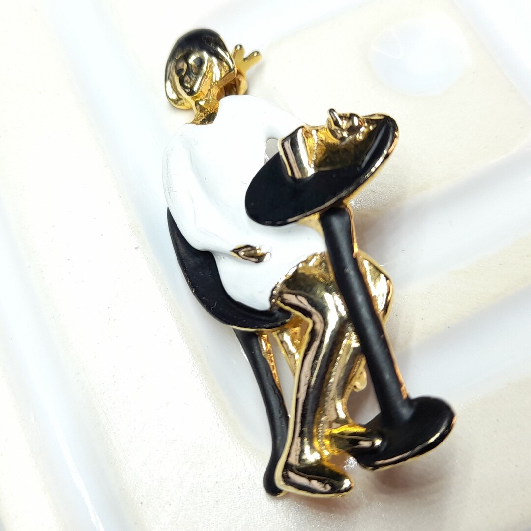 Vintage Coffee Drinker Brooch 1980s Novelty Jewellery Fashionista Lapel ...