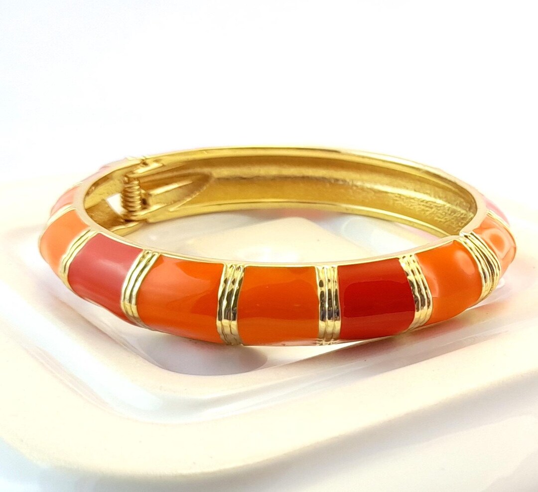Vintage Orange Enamel Hinged Bangle 1990s Costume Jewellery Retro ...