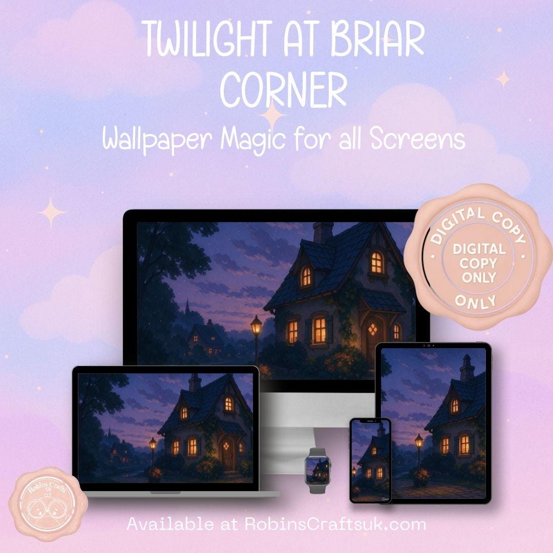 Twilight Cottage Wallpaper - Illustrated Art (digital Download) - Etsy