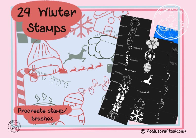 Kawaii Winter Procreate Stamps - 24 Brush Set (digital Download) - Etsy