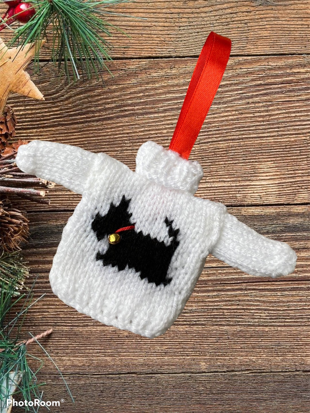 Scottie Dog Mini Christmas Jumper Ornament – Adorable Hand-knitted ...