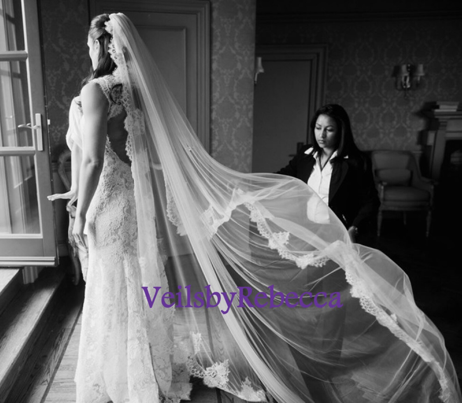Dramatic Lace Cathedral Wedding Veil Lace Cathedral Bridal - Etsy