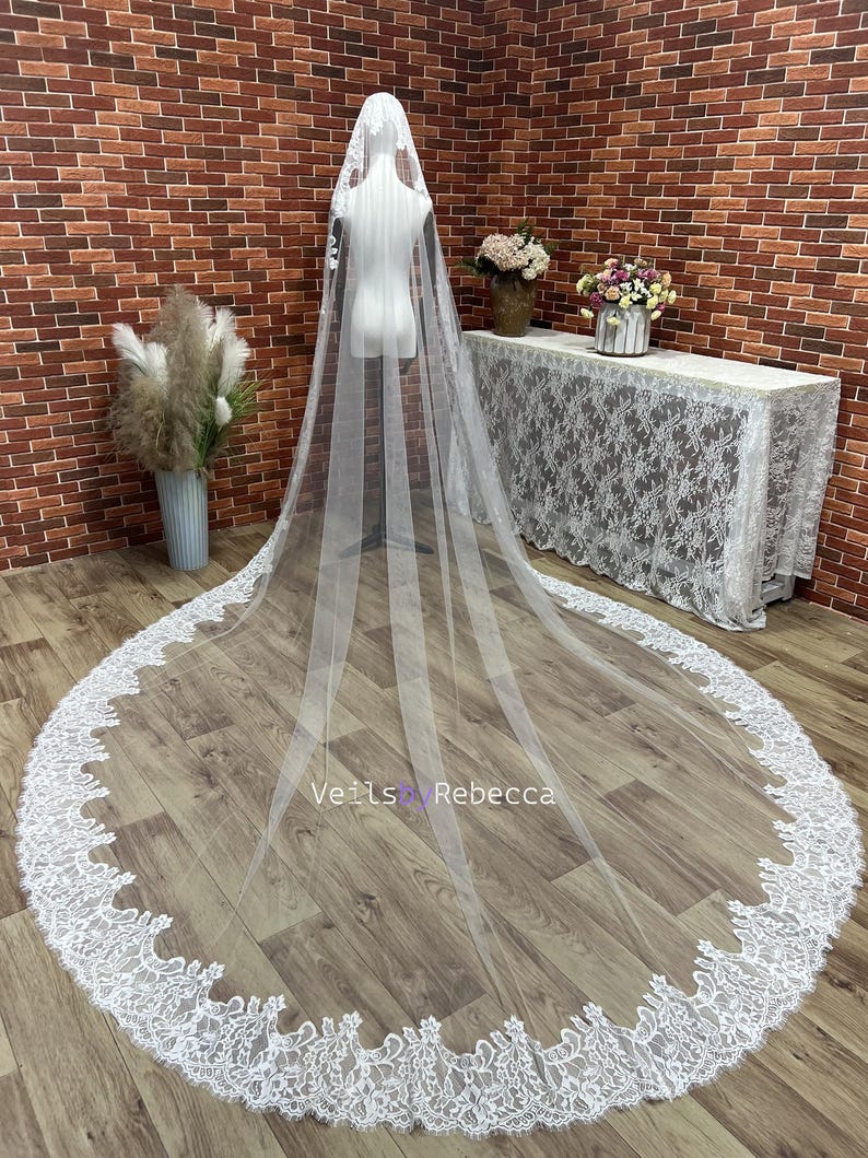1 Tier Wide Chantilly Lace Catholic Religious Spanish Mantilla Wedding ...