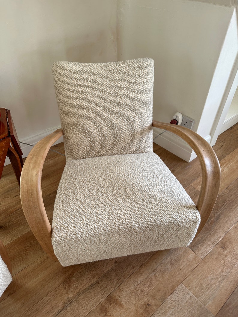 Pair of Jindrich Halabala H269 Armchairs Boucle Fabric Mid - Etsy
