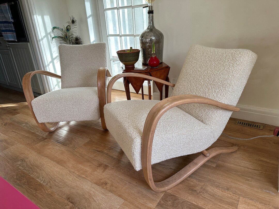 Pair of Jindrich Halabala H269 Armchairs Boucle Fabric Mid - Etsy