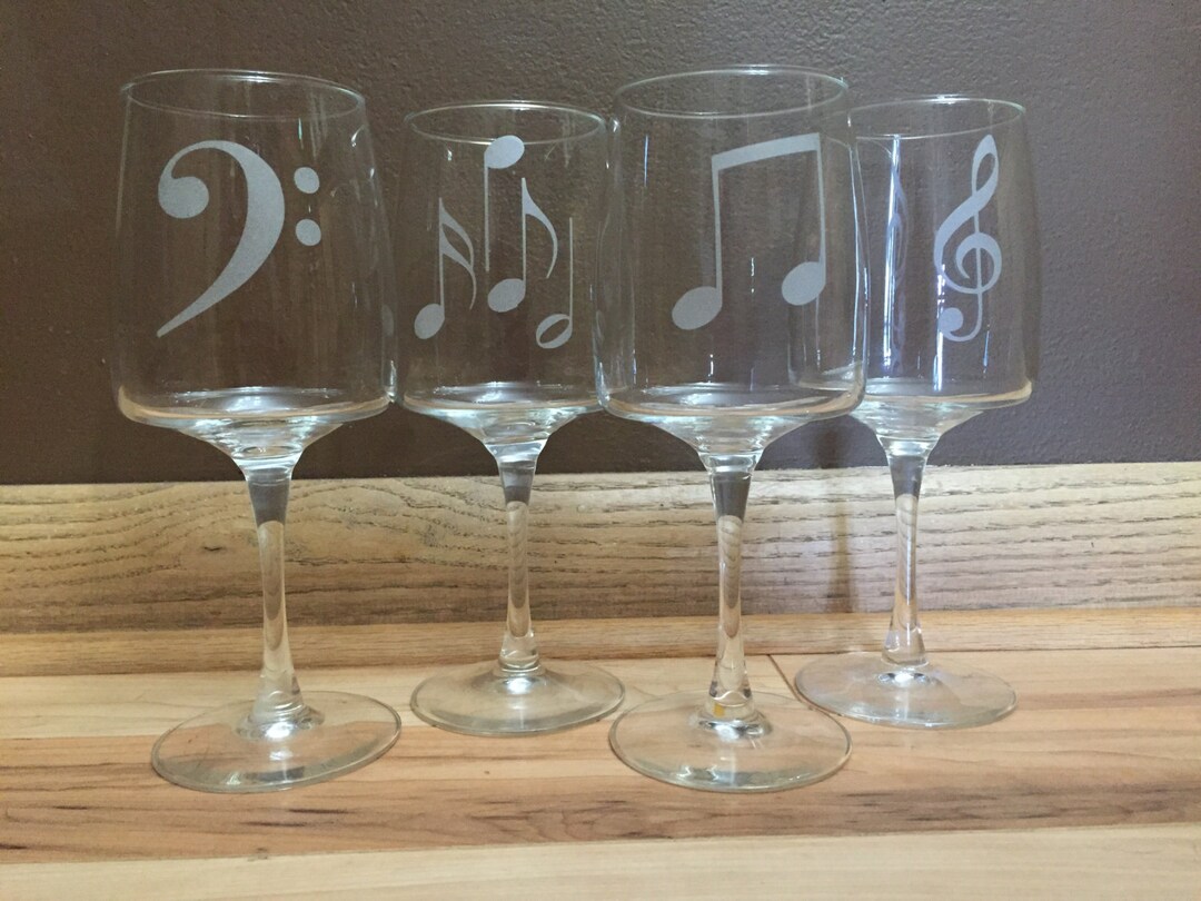 Musical Note Wine Glass Etched Wine Glass Music Lover Gift - Etsy