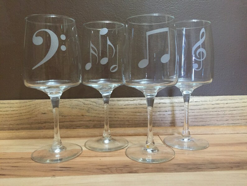 Musical Note Wine Glass Etched Wine Glass Music Lover Gift - Etsy