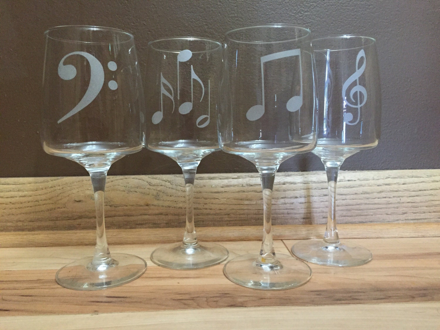 Musical Note Wine Glass Etched Wine Glass Music Lover Gift | Etsy