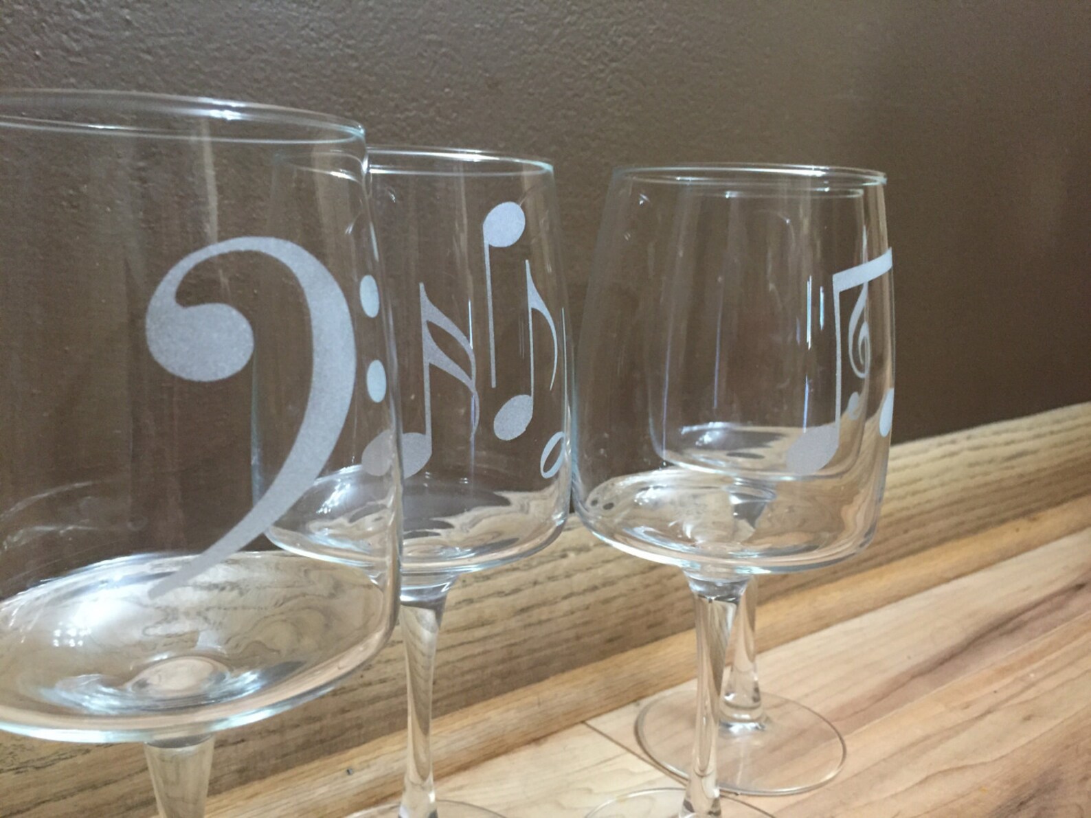 Musical Note Wine Glass Etched Wine Glass Music Lover Gift | Etsy