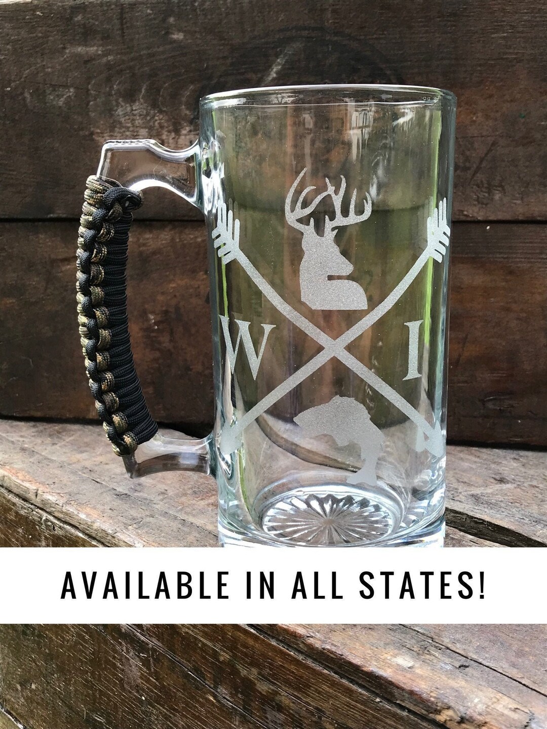 Hunting and Fishing Beer Mug, Hunter Gift, Fisherman Gift, Etched Beer ...