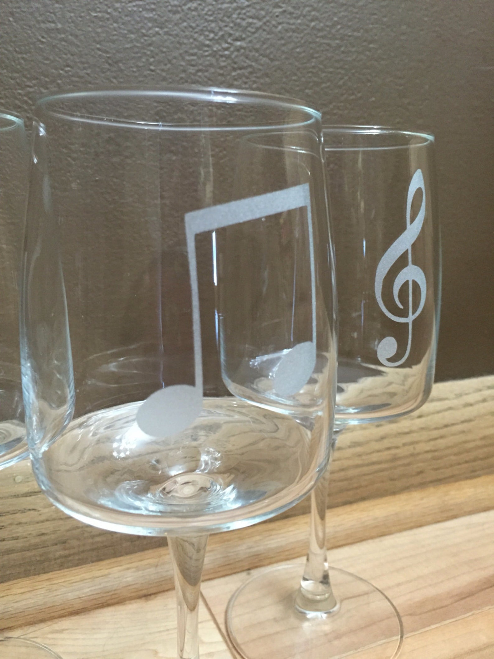 Musical Note Wine Glass Etched Wine Glass Music Lover Gift | Etsy