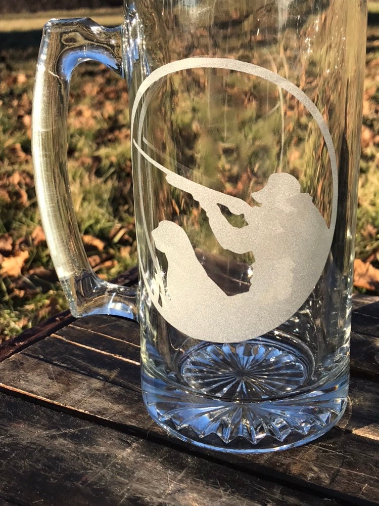 Personalized Hunting Beer Mug: Etched Dog and Hunter - Etsy