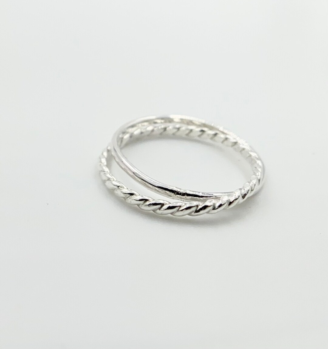 Twist Interlocking Rings in Sterling Silver, Sterling Silver ...